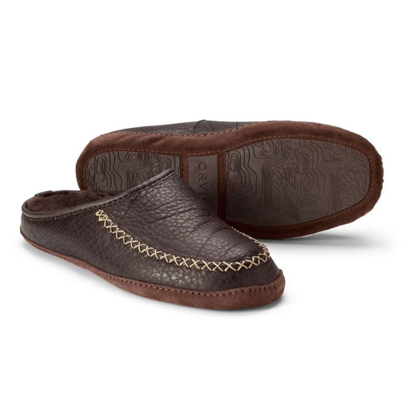 Lodge Bison Leather Slippers | Orvis